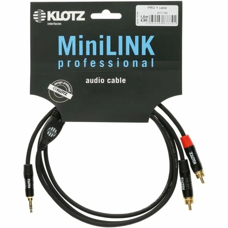Коммутационный кабель Klotz KY7-090 jack 3.5 (M) RCA (M), 0.9 м
