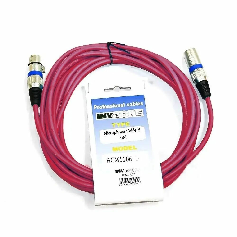 Микрофонный кабель Invotone ACM1106/R XLR (M) XLR (F), 6 м