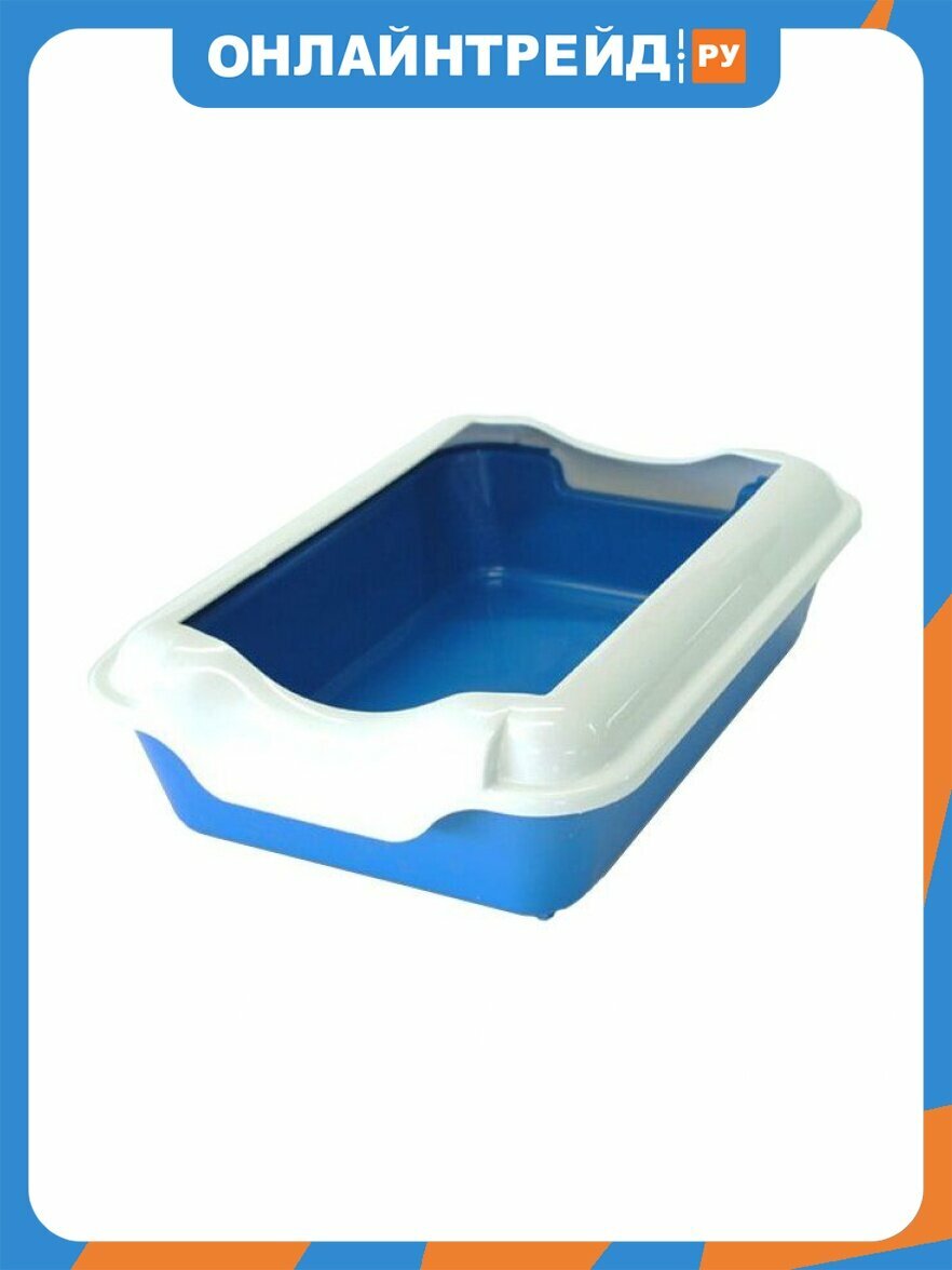 Туалет для кошек Homecat Бюджет, с бортиком, синий 37х27х115 см