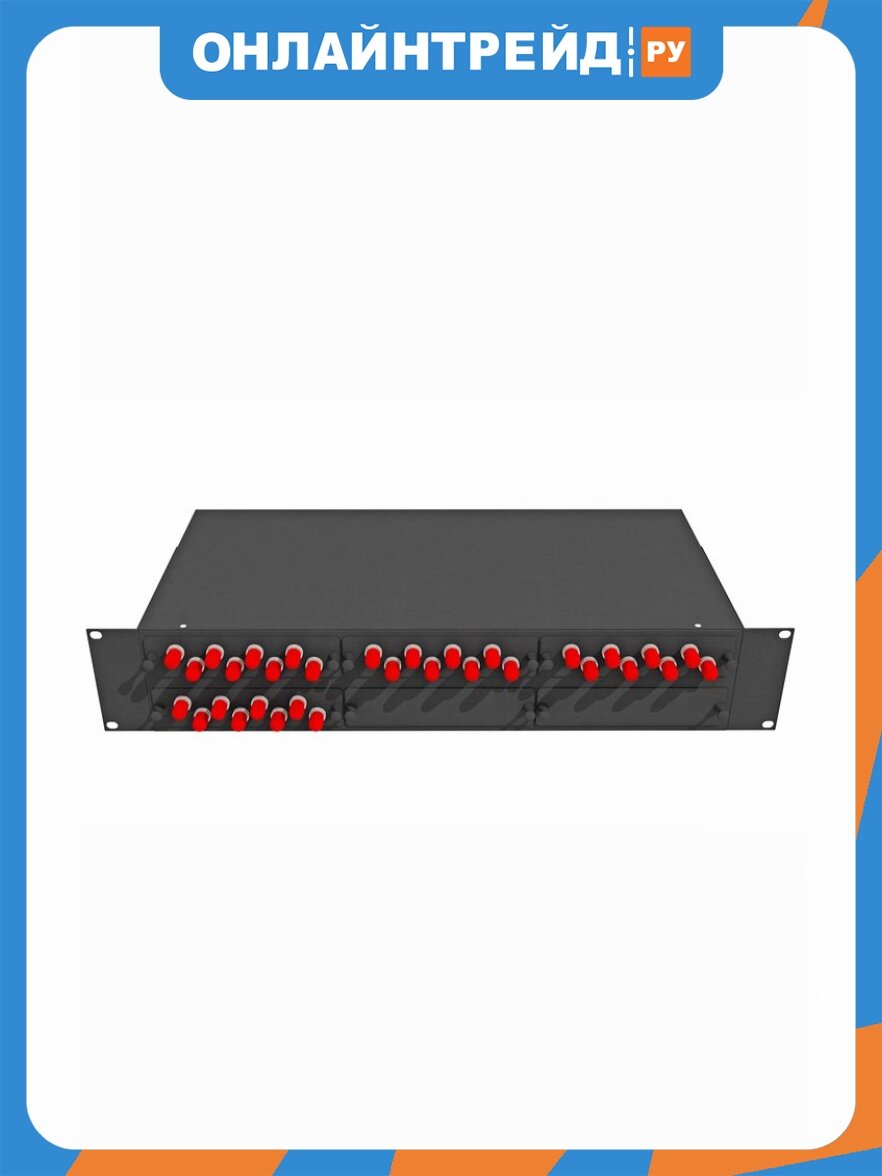 Кросс оптический Toplan , стоечный 19", 32 ST/UPC адаптера, SM, 2U, черный, укомплектованный (КРС-Top-2U-32ST/U-OS2-BK)