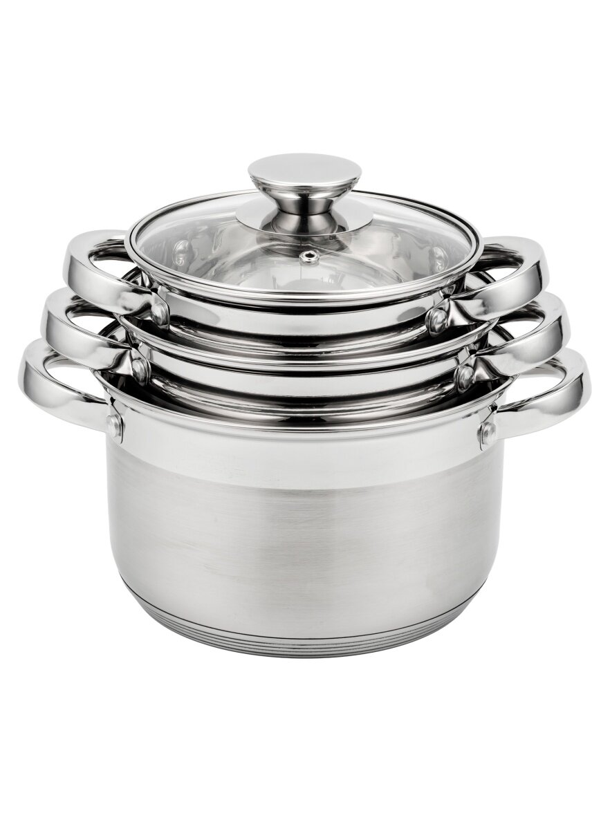 Набор кастрюль Appetite Silver 3 шт, 2 л, 2.7 л, 3.6 л, с крышками, нерж. сталь (WT20SET1)