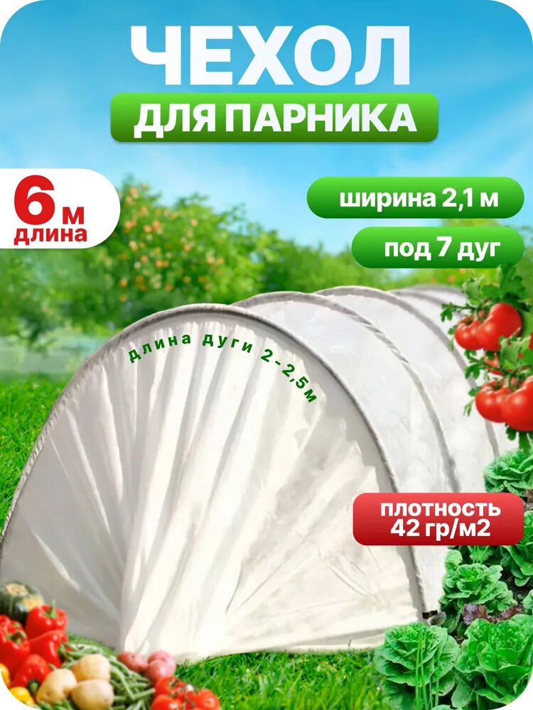 Чехол на теплицу, парник Пластик, 2x6 м, 42 г-кв. м, 1 шт