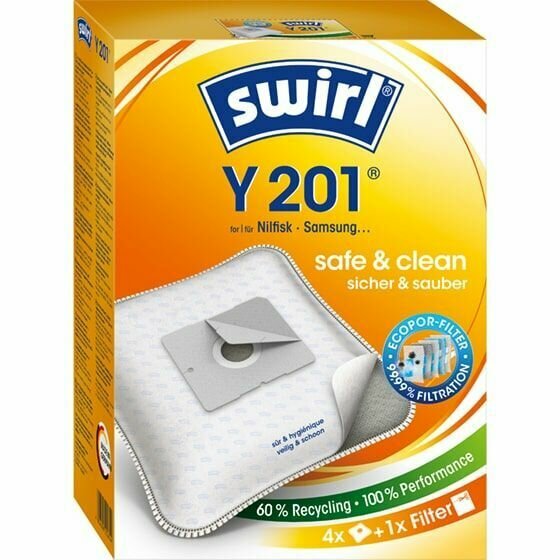 Мешки для пылесоса Swirl Y 201/4 MP, пылесборники для Samsung, Nilfisk, 4 шт