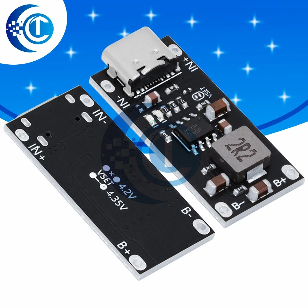IP2312 Режим CC/CV Type-C USB-вход Высокоточный 3A Полимерный тройной литиевый аккумулятор Плата быстрой зарядки от 5 В до 4,2 В