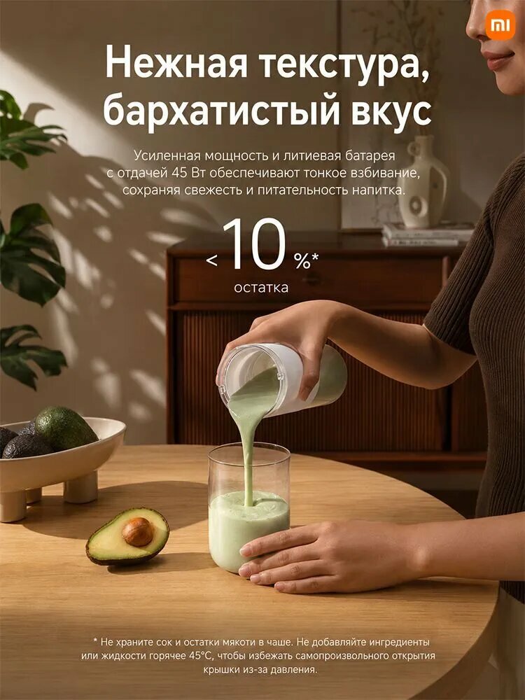 Xiaomi Планетарный миксер Портативный блендер Xiaomi для смузи и коктейлей CN, 45 Вт