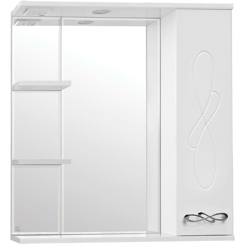 Зеркало со шкафом Style Line Венеция 75 С с подсветкой Белый глянец