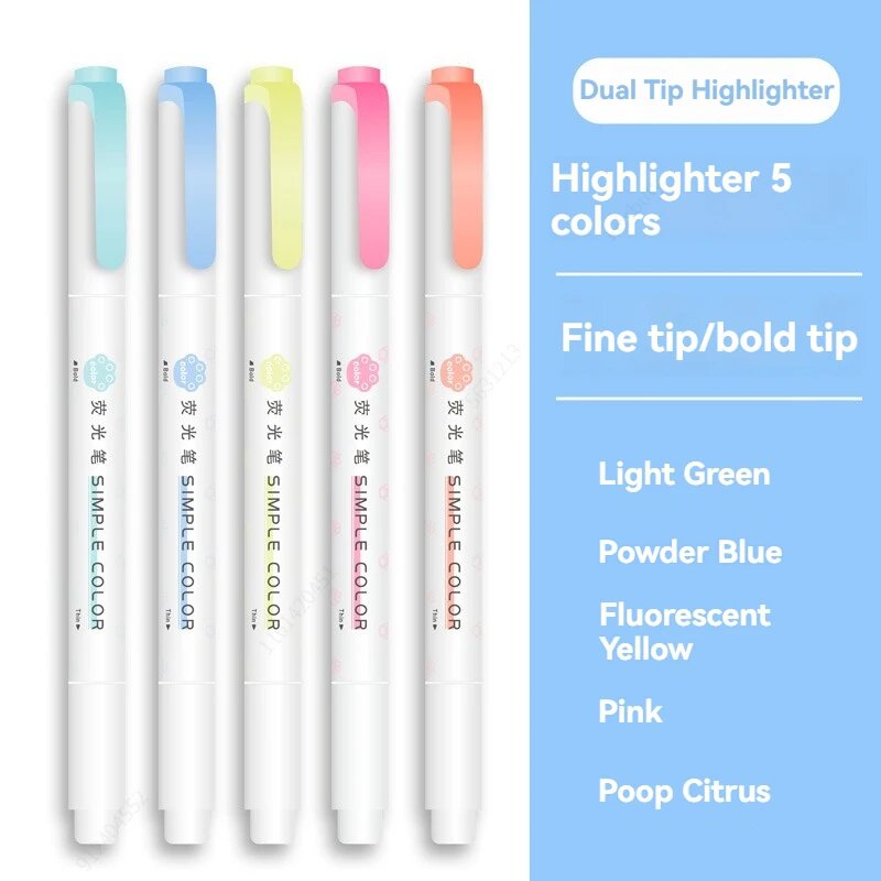 5 пастельных маркеров Simple Color, Dual Tip