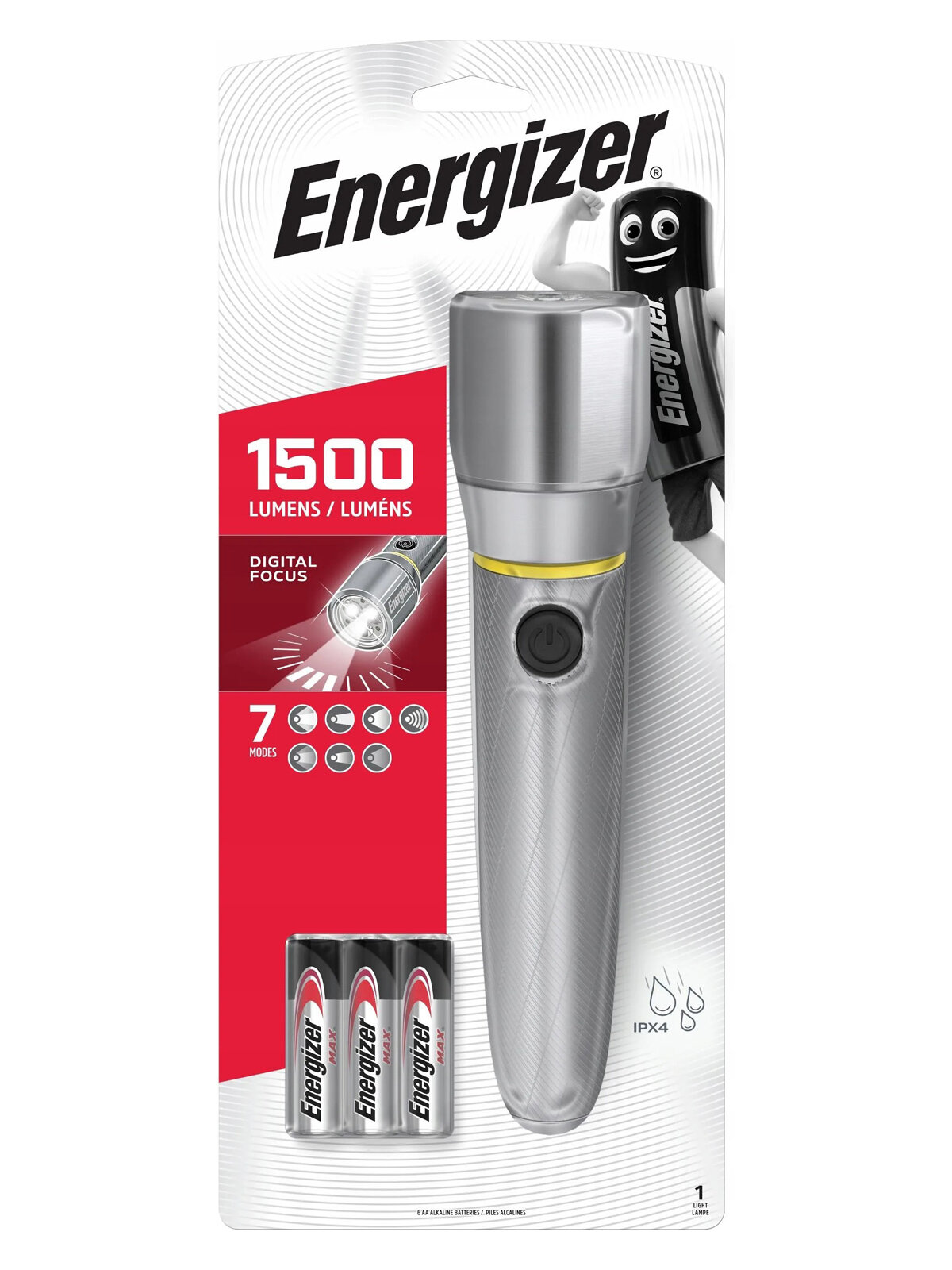 Фонарь светодиодный ENERGIZER Metal Vision HD IPX4 с батарейками