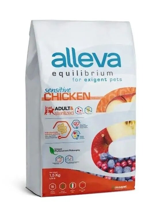 Корм сухой для кошек Аллева Эквилибриум Сенситив с курицей, 1,5 кг Alleva Equilibrium Sensitive