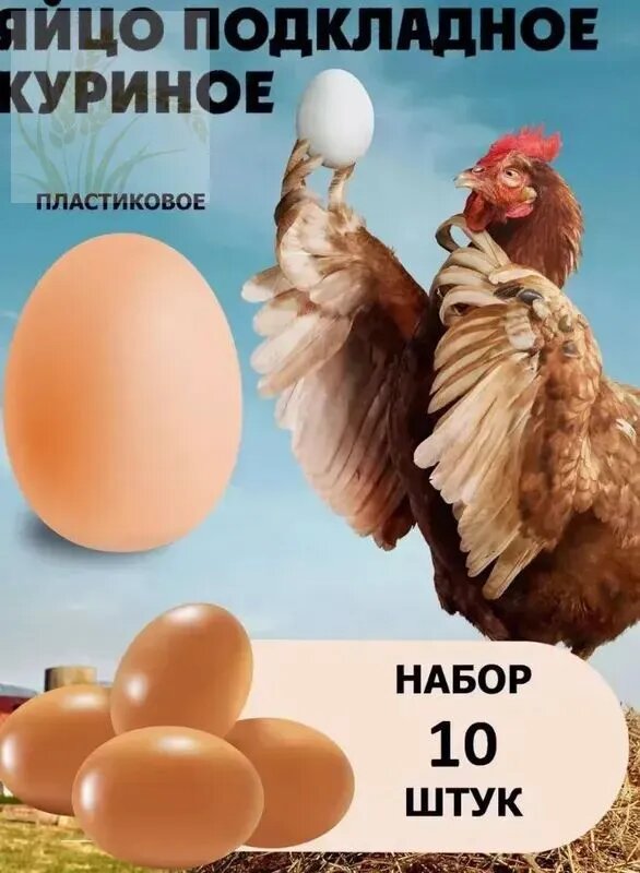 Муляж куриного яйца, Пластиковое куриное яйцо для кур-несушек, искусственное подкладное яйцо 10шт пр-во Турци