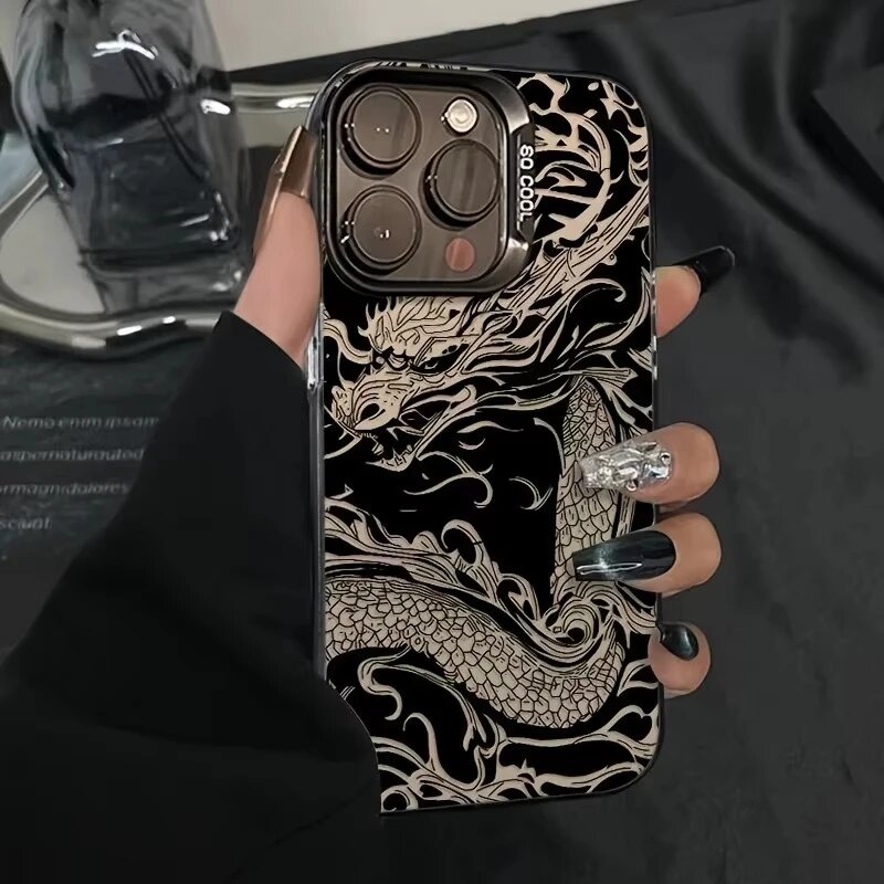 Чехол для iPhone 14 Pro Black Dragon