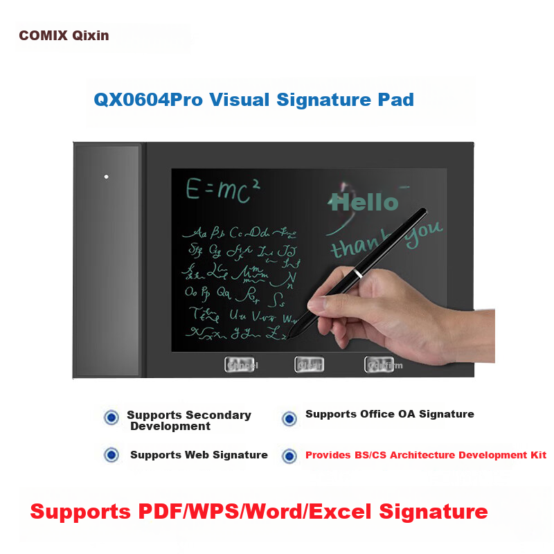 Электронная подпись COMIX QX0604Pro 6x4 дюйма с видимым экраном для подписи в Word Excel PDF WPS Цвет：QX0604Pro (6x4