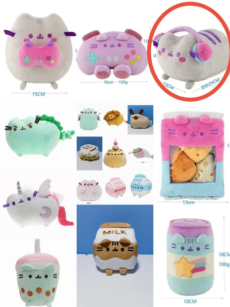 Joodeals Мягкая игрушка "Pusheen the Cat" (Кот Сэндвич) с наушники 15 см