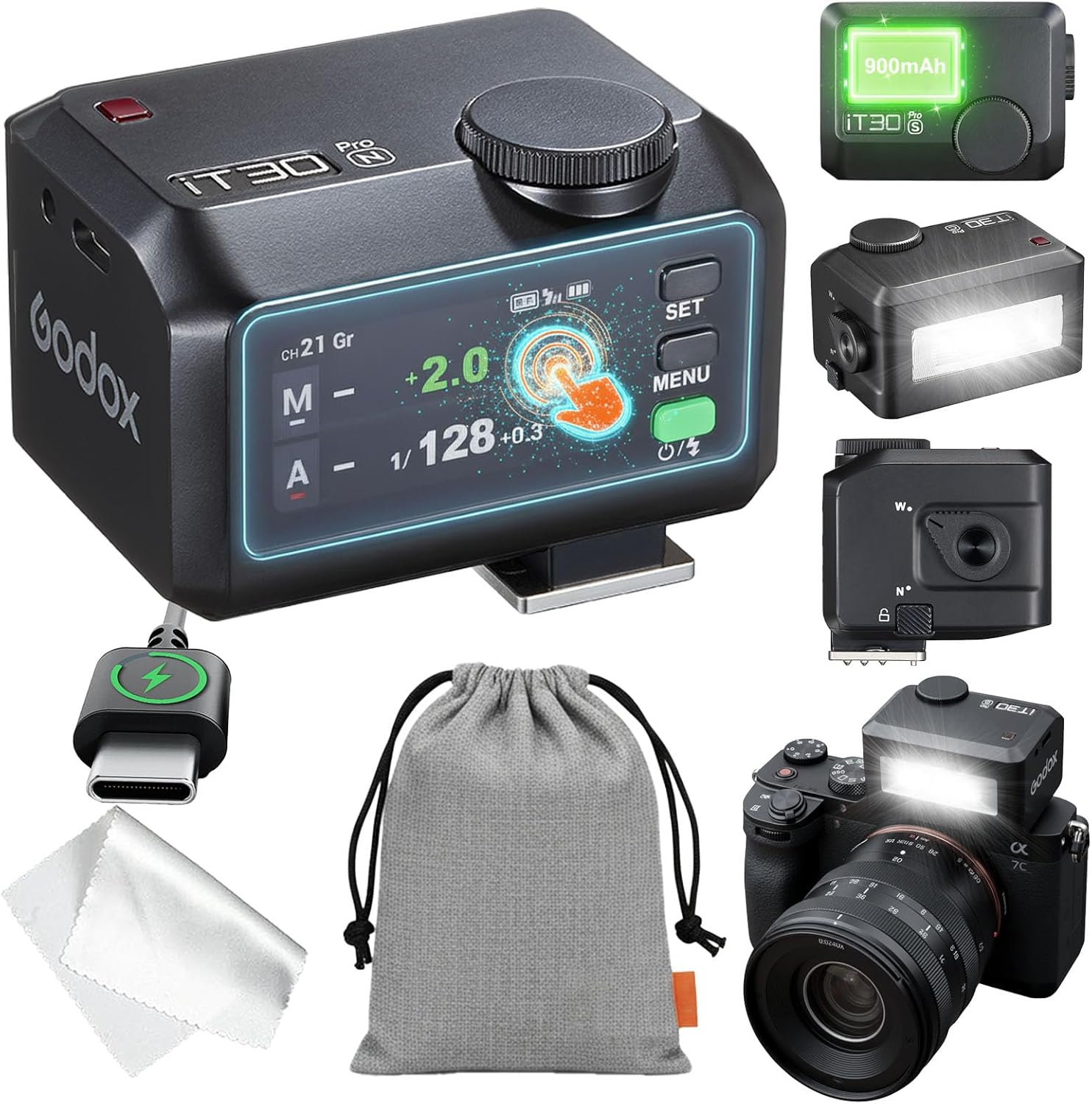 Вспышка Godox iT30Pro N TTL для Nikon (Black), беспроводная связь 2,4 ГГц, встроенный литиевый аккумулятор