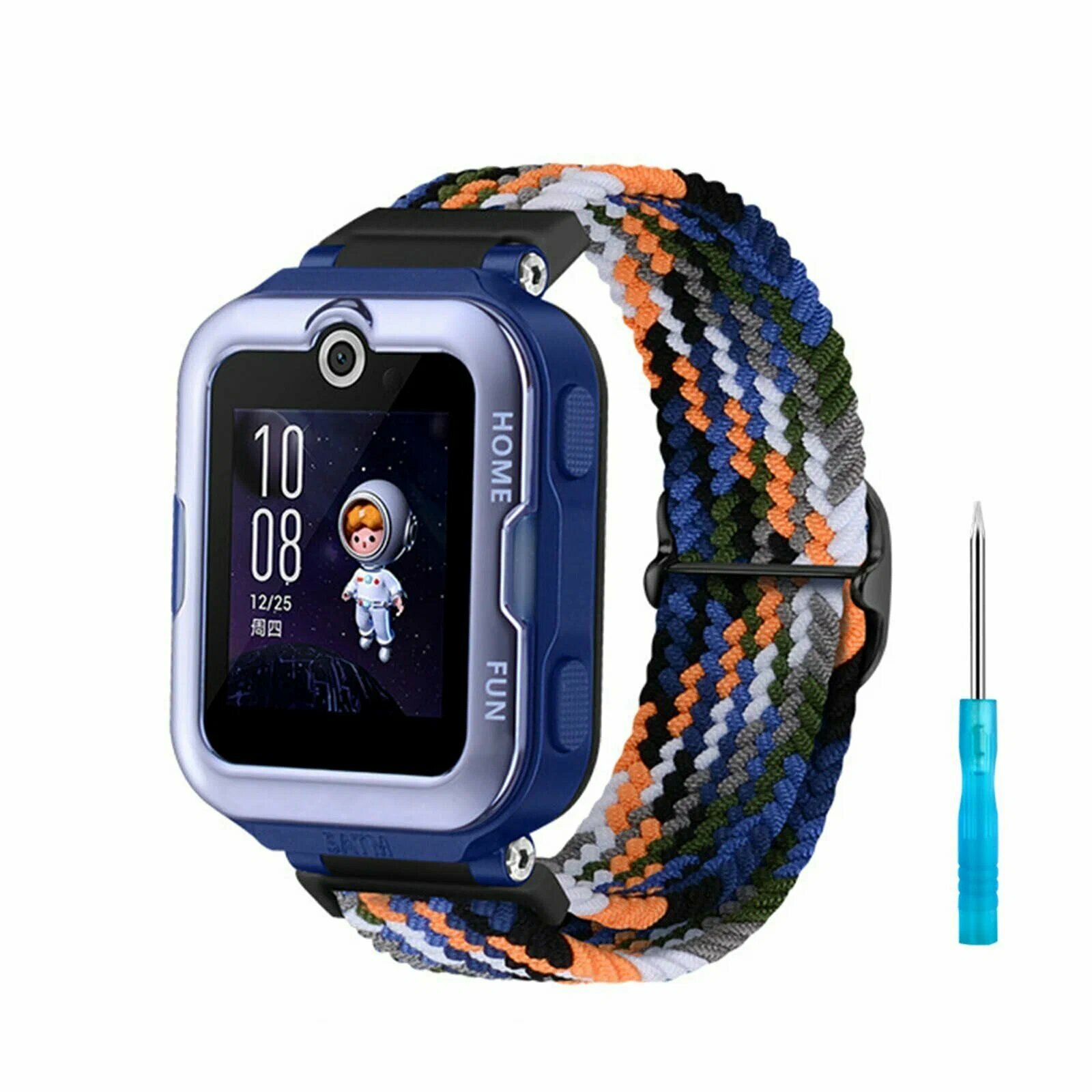 Эластичный тканевый ремешок для умных часов HUAWEI WATCH KIDS 4 Pro, Синий и белый
