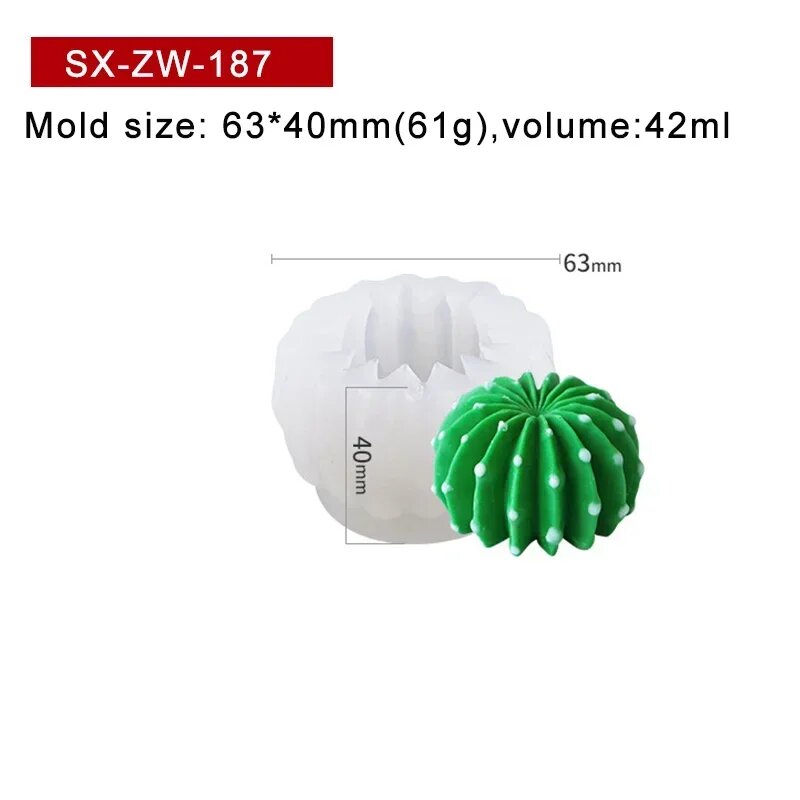 Силиконовые формы для свечей и мыла, 3D форма для кактуса Зеленый, SX-ZW-187