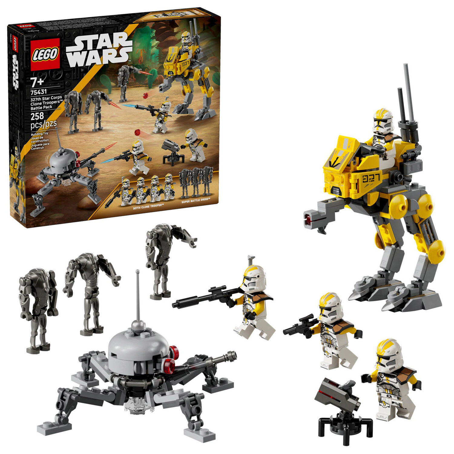 Конструктор детский LEGO Star Wars Боевой набор: 327-й звёздный корпус солдат-клонов, 258 деталей, возраст 7+, 75431