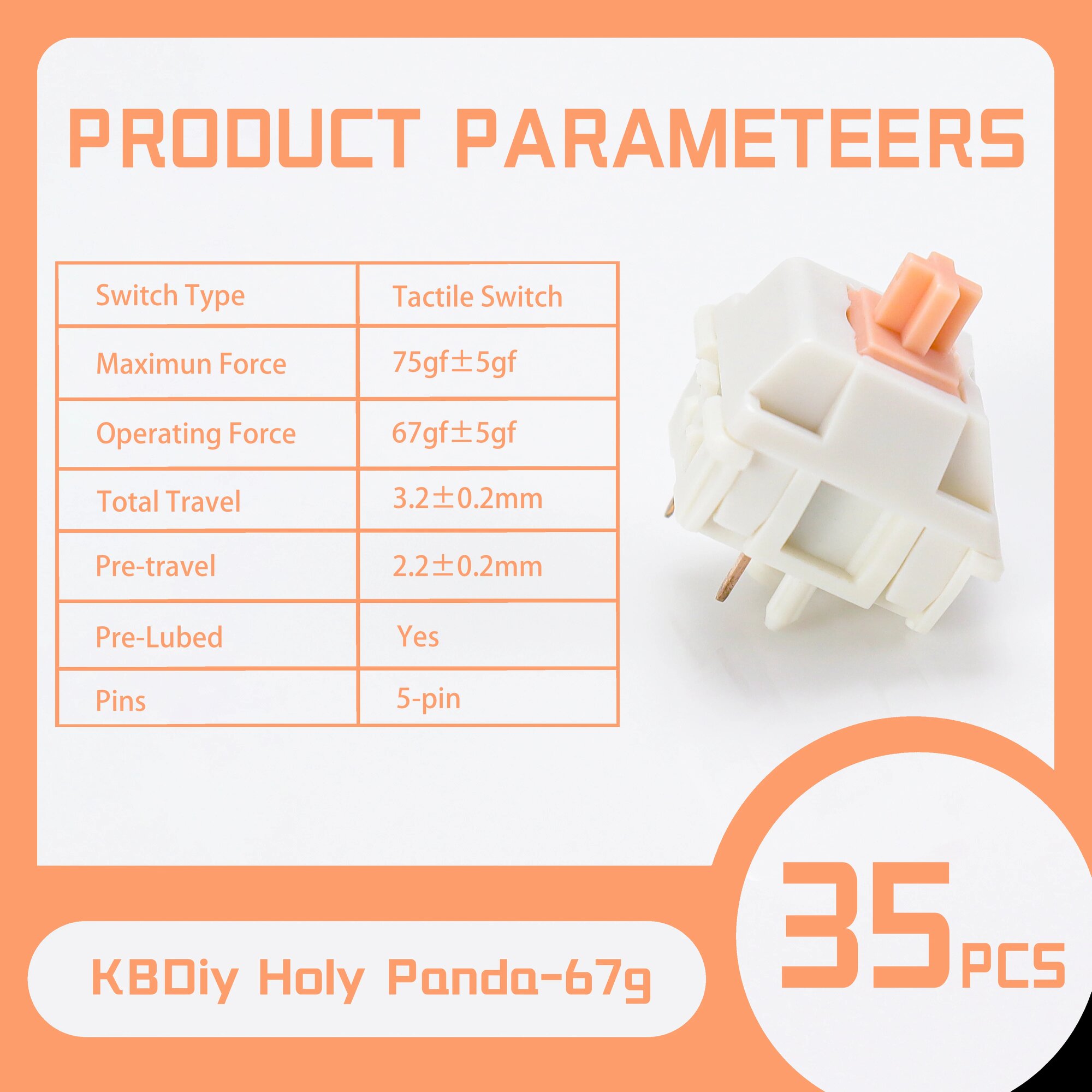 Механические переключатели KBDIY Holy Panda-67g, 35 шт