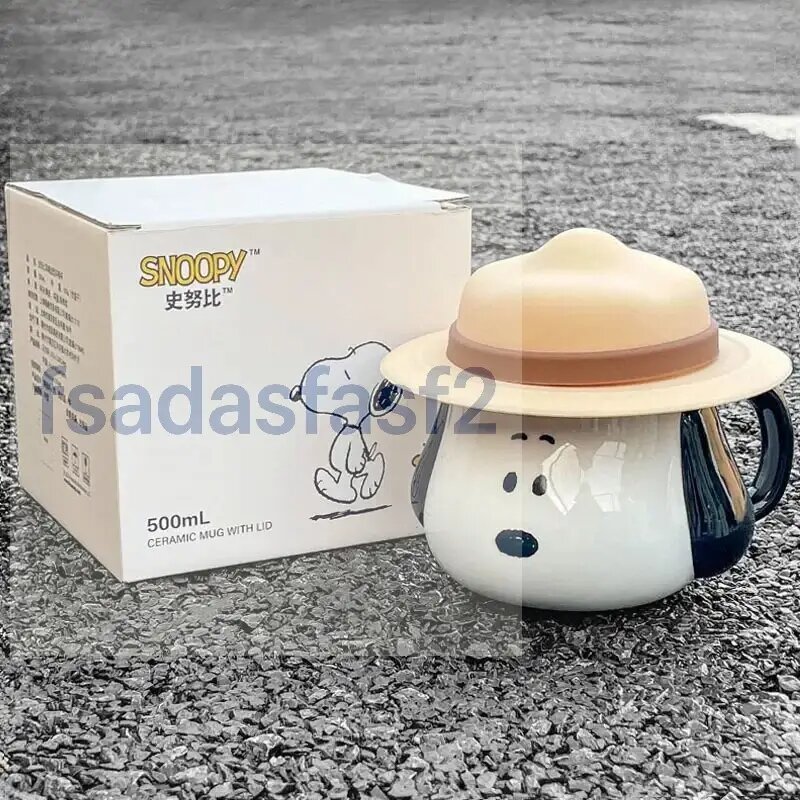 Керамическая чашка с крышкой Kawaii Snoopy, Snoopy, 500ML
