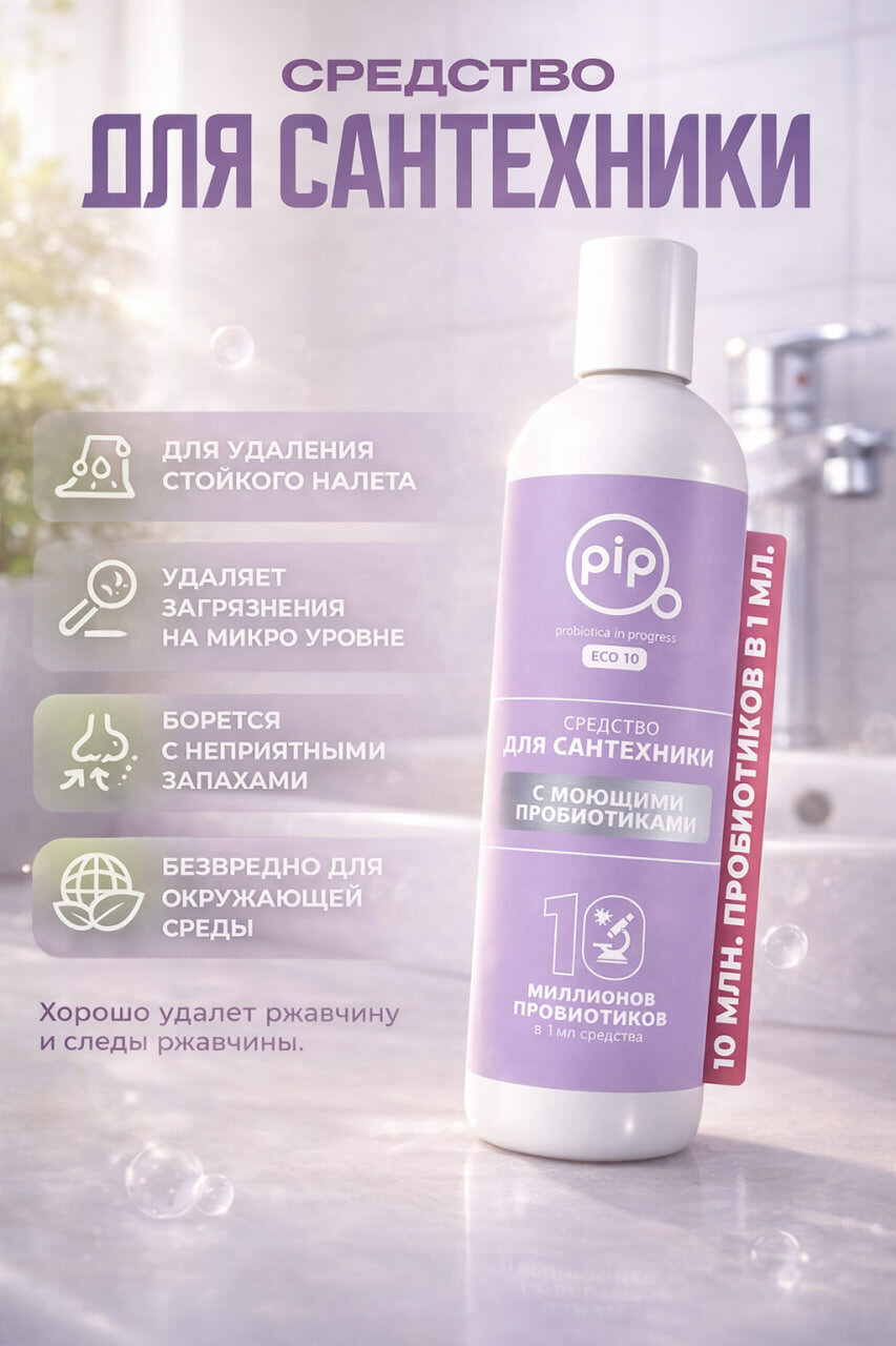 Чистящее средство PIP гель для унитаза и сантехники с пробиотиками 400 мл