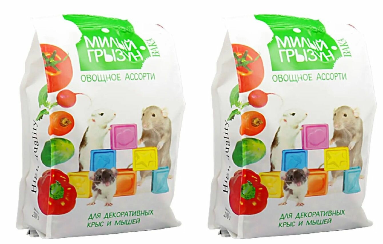 Вака High Quality Милый грызун овощное ассорти для декоративных крыс и мышей 200 гр, 2 уп
