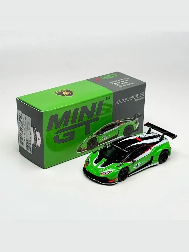 Машинка MINI GT 1/64 Lamborghini Huracn GT3 EVO2 Presentation #687 Die-cast Alloy Car Model Collection Toy Gift