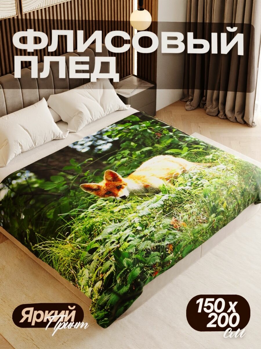Плед флисовый 150х200 см мягкий теплый покрывало для дома