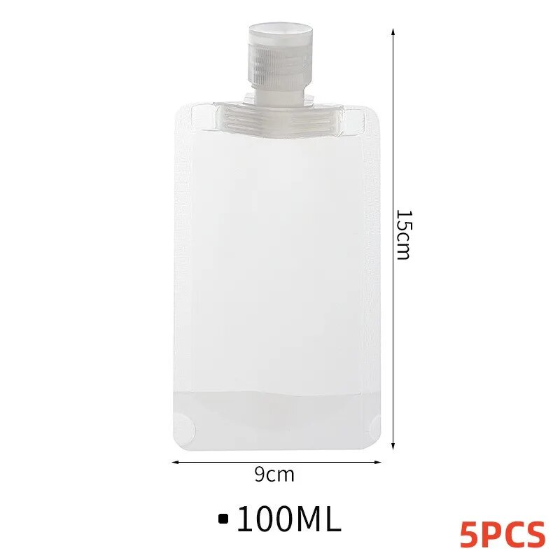 Многоразовые пакеты для путешествий 30/50/100 мл 100ml 5pcs