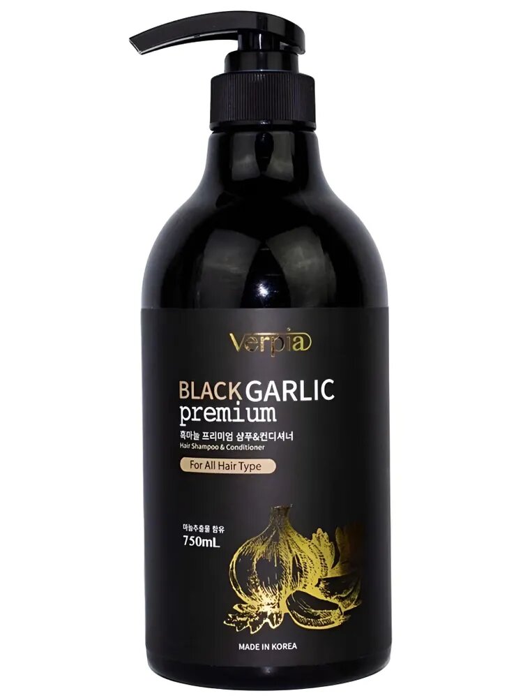 Шампунь-кондиционер 2 в 1 для волос с экстрактом черного чеснока Juno Black Garlic Shampoo & Conditioner, 750 мл
