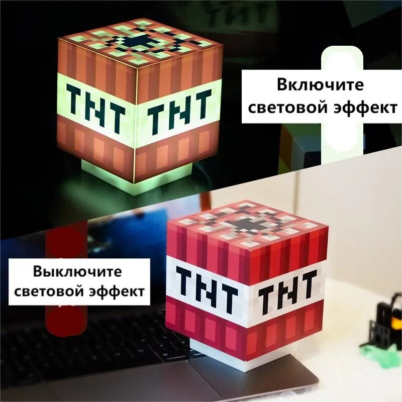 Официальный светильник Minecraft TNT light со звуком игры-портативный ночник и забавные игрушки для