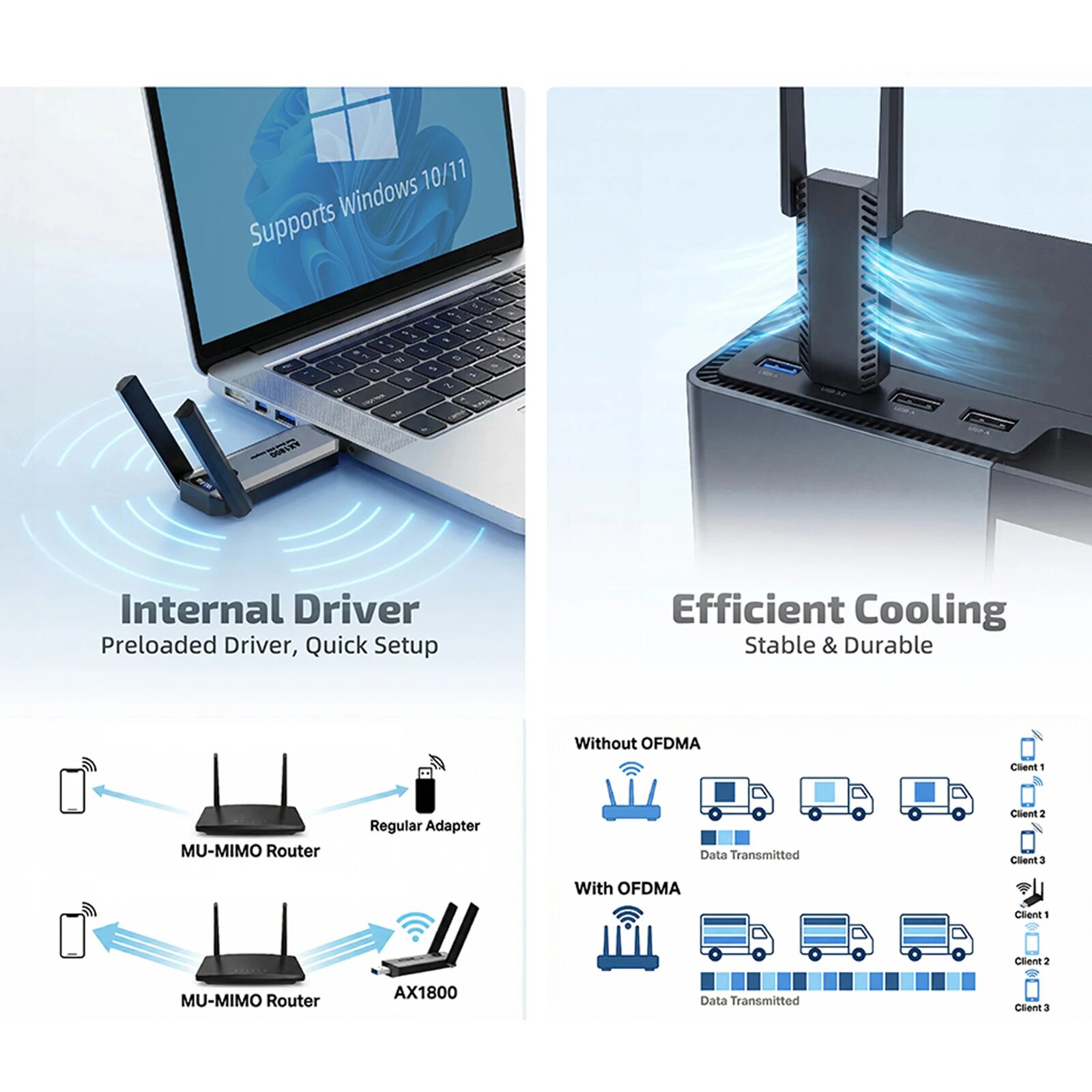 ATUOTIN USB3.0 Wi-Fi 6 адаптер 1800 Мбит/с