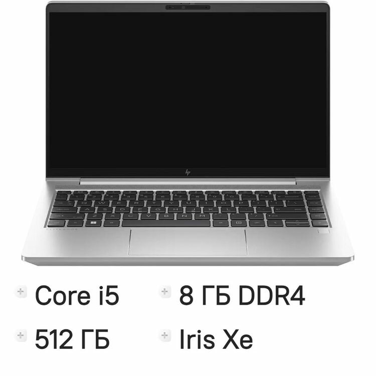Ноутбук HP EliteBook 640 G10, 14", IPS, Intel Core i5 1335U 1.3ГГц, 10-ядерный, 8ГБ DDR4, 512ГБ SSD, Intel Iris Xe graphics, FreeDOS, серебристый 818C3EA