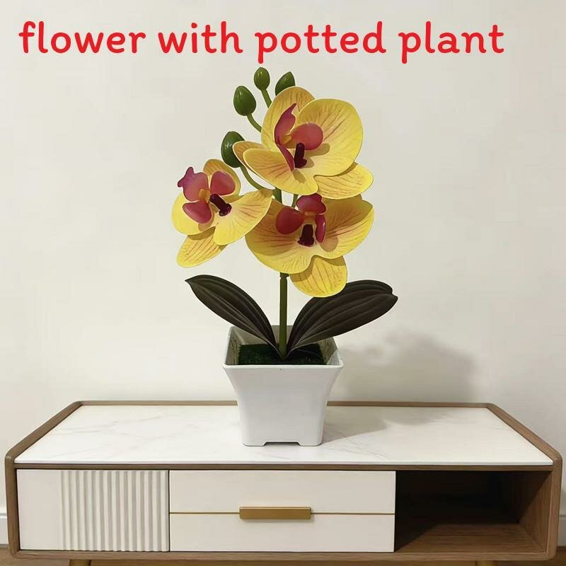 Butterfly orchid flower with durable plastic for house setup and outdoor arrangements yellow
