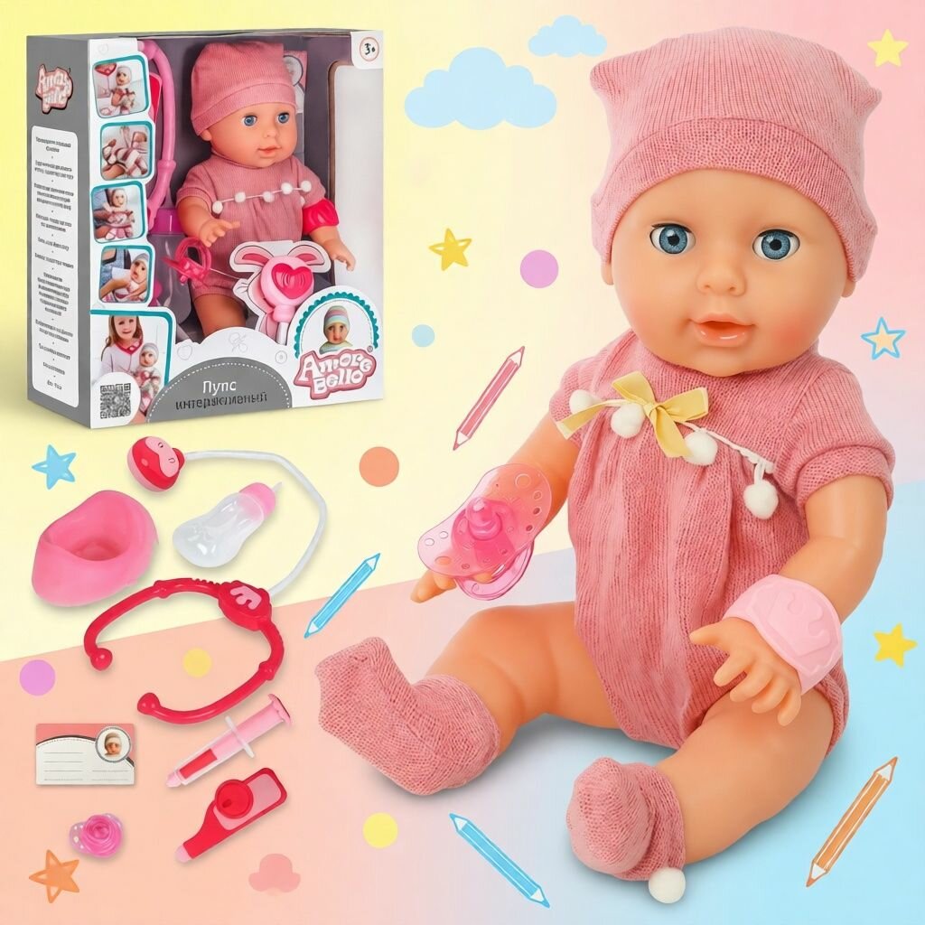 Интерактивный пупс "Amore Bello", реалистичный, озвученный , 35см