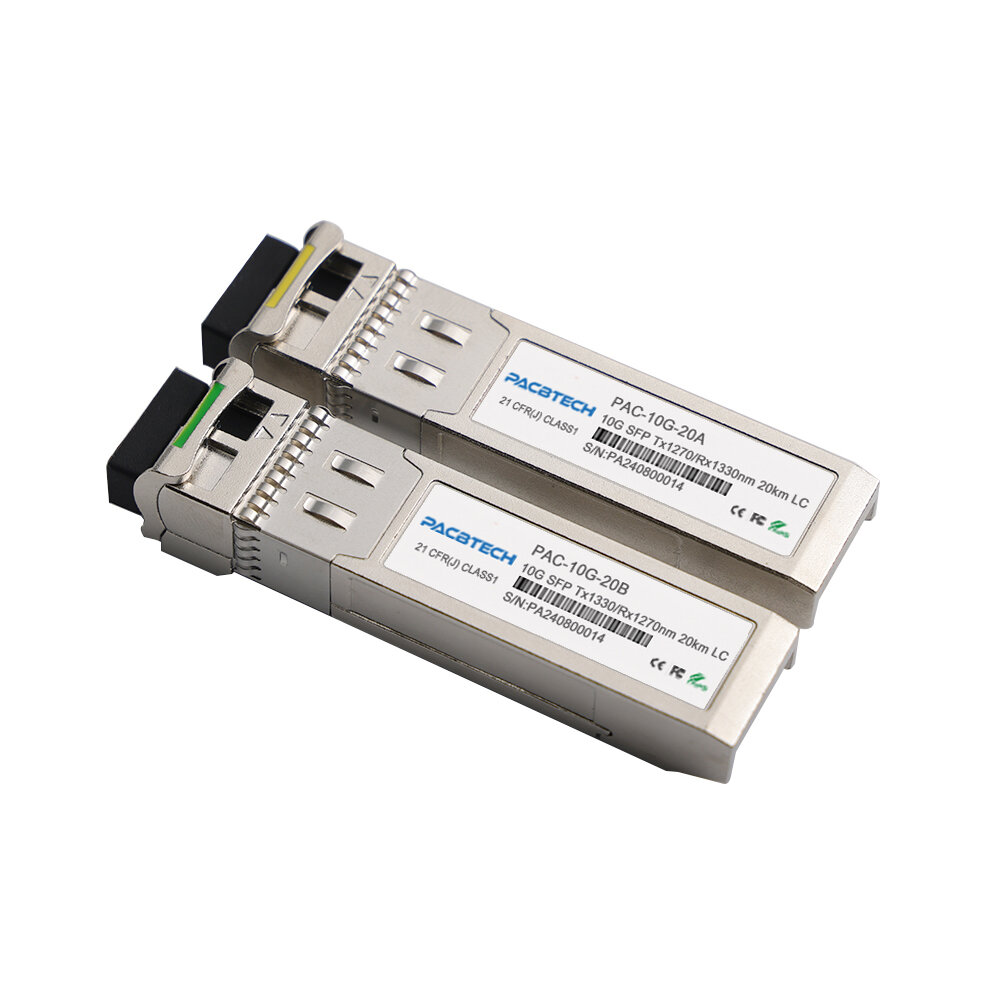 SFP+ BIDI трансивер 10 Гбит/с, одномодовый модуль 20 км, Tx1270/Rx1330 нм, разъем LC, WDM оптический модуль