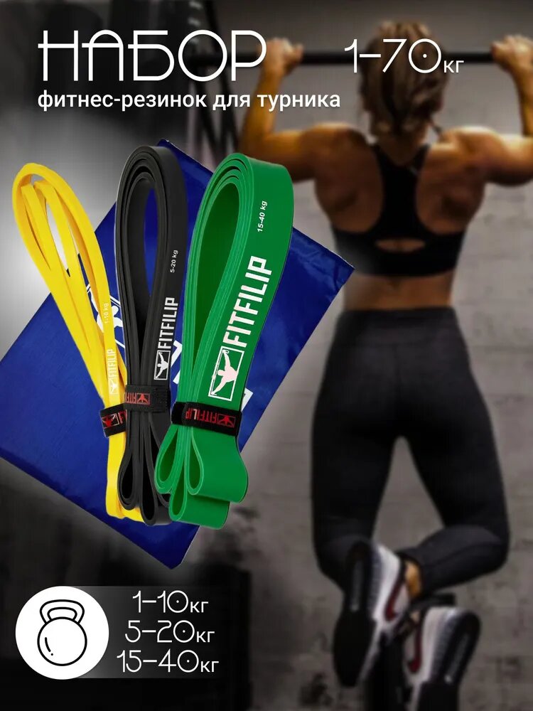 Набор фитнес резинок 1-70 кг спортивные эспандеры