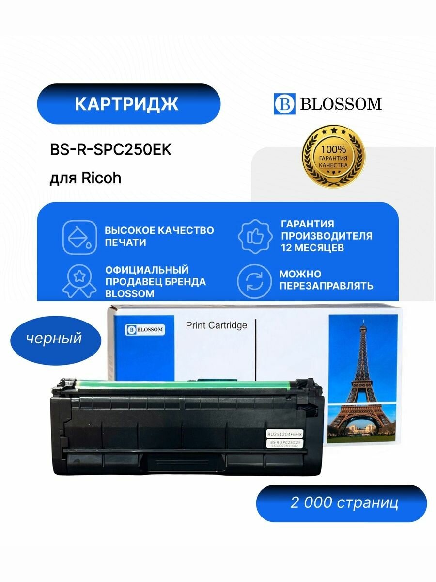 Картридж Blossom BS-R-SPC250EK/407543 для Ricoh SP C250/DN/SF, black, 2000стр.