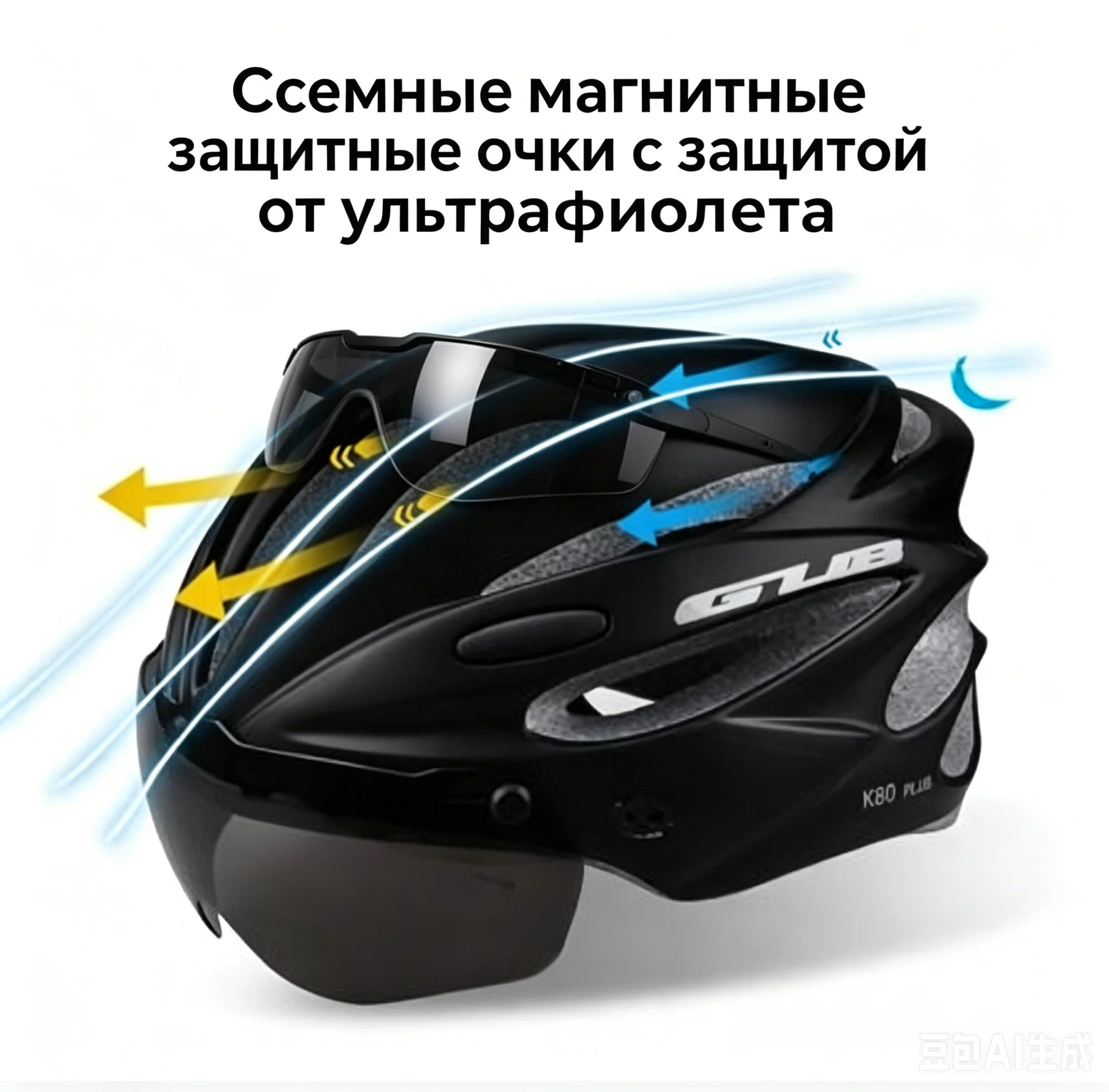 Шлем GUB K80 Plus, защита от ультрафиолета, монолитная, съёмные