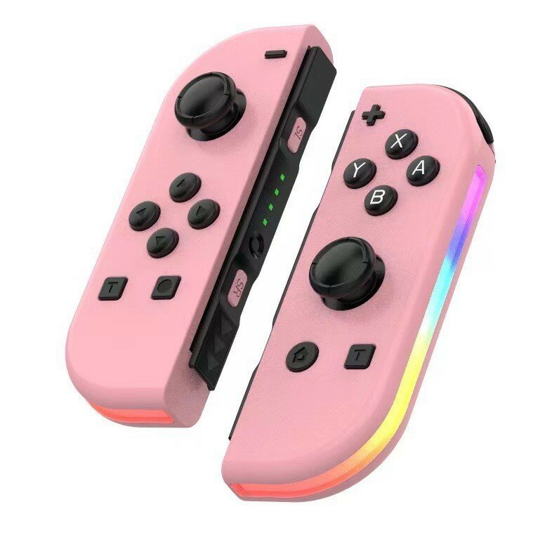 Беспроводной игровой контроллер с подсветкой RGB и вибрацией, цвет двойной розовый, геймпад для игр