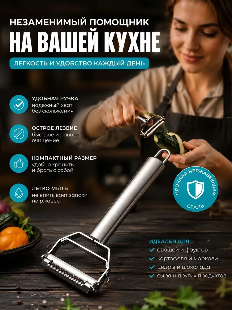 Овощечистка,5 в 1, из нержавеющей стали, для овощей и фруктов, слайсер