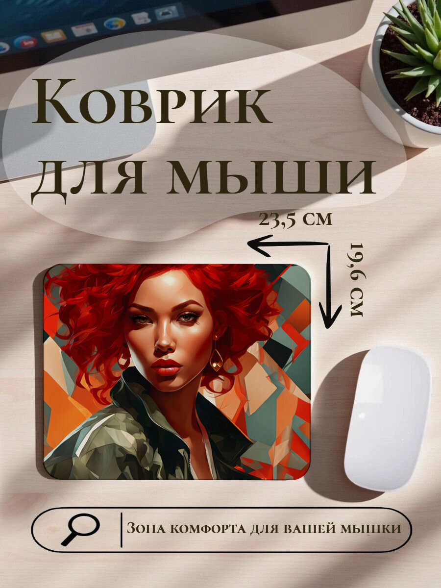Коврик для мыши девушка с рыжими волосами