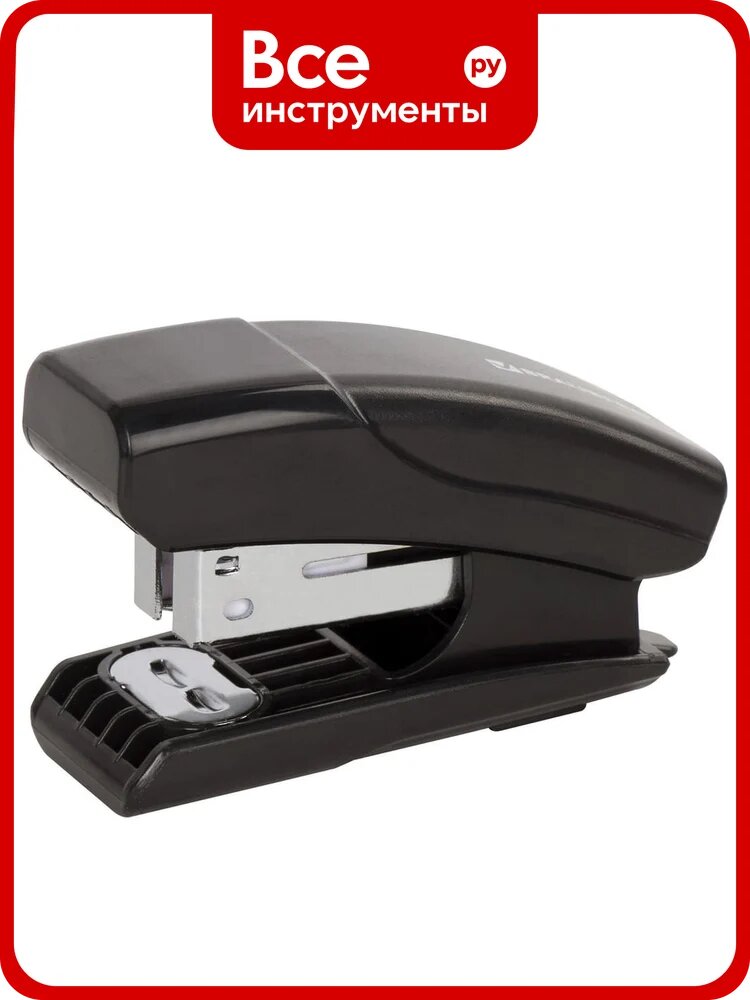 Степлер №24/6, 26/6 BRAUBERG мини Black Jack, до 15л, антистеплер, черный, 227762