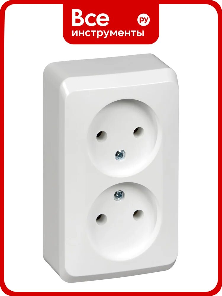 Двухместная розетка Systeme Electric ОП Этюд 16А IP20 без заземл. белая, для применения в сетях