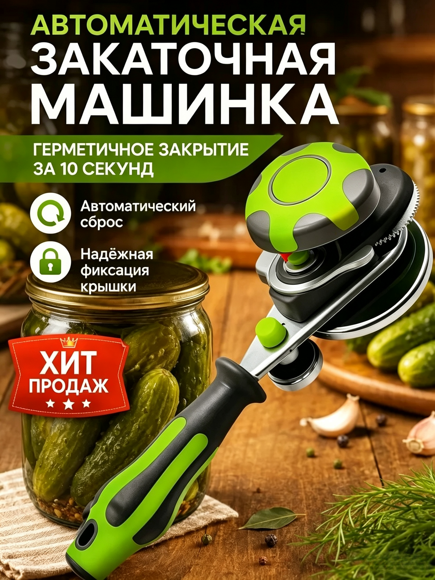 Закаточная машинка ручная, для банок, металл, 24.5 см, домашняя, прочная. Закаточная машинка автомат, 1 предм.