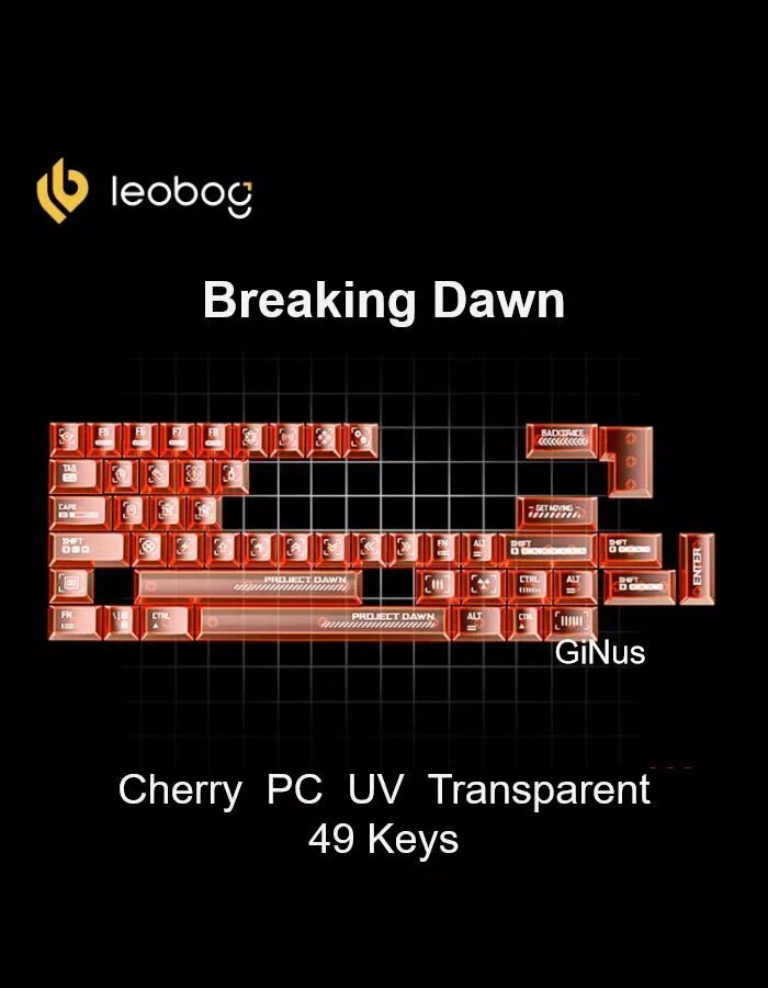 Кейкапы для механической клавиатуры LEOBOG Breaking Dawn, рыжий, 49Keys, Cherry, PC, UV