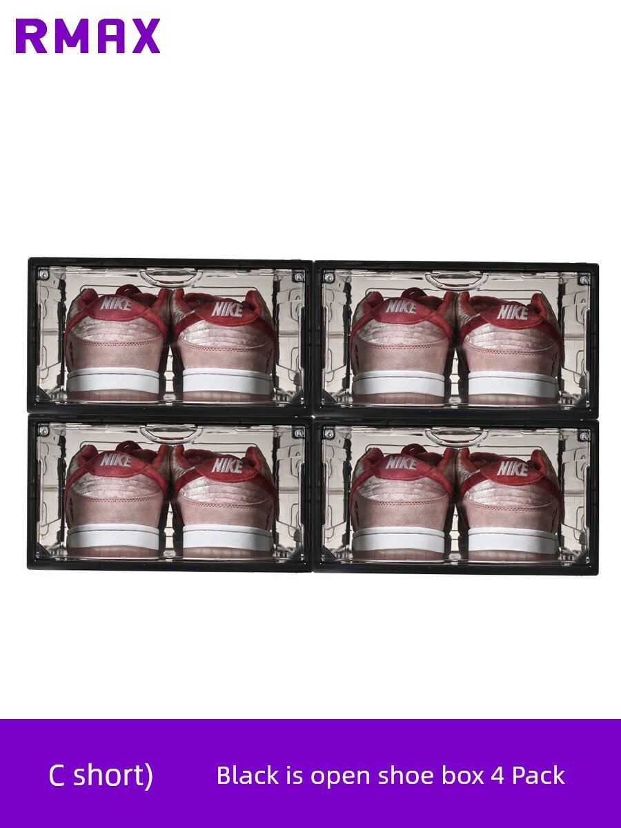 RMAX C-low черный магнитный складной акриловый футляр для обуви, 4 шт, 25x33.5x14см, оптовое хранение