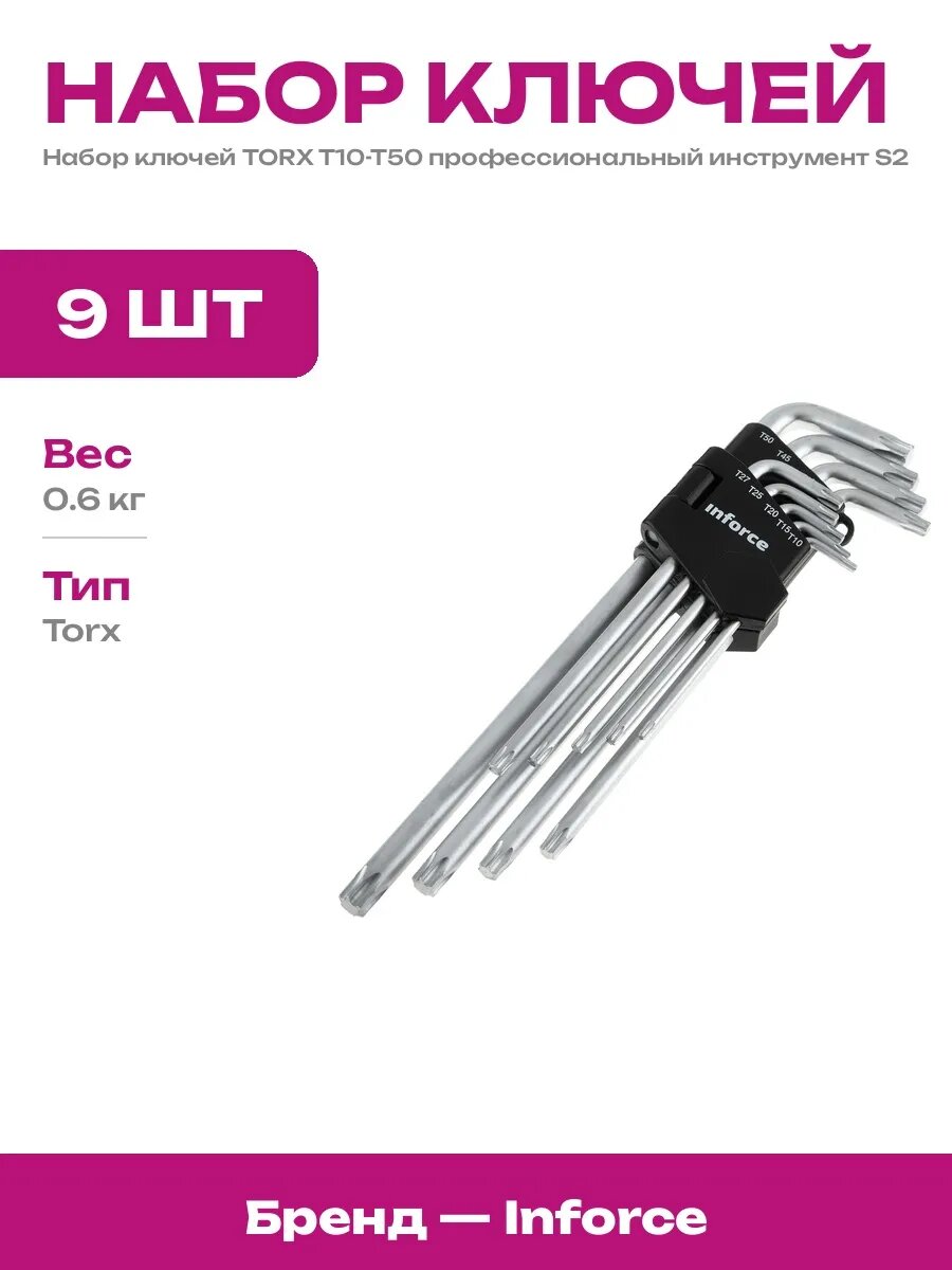 Профессиональный набор ключей TORX сталь S2 9 предметов