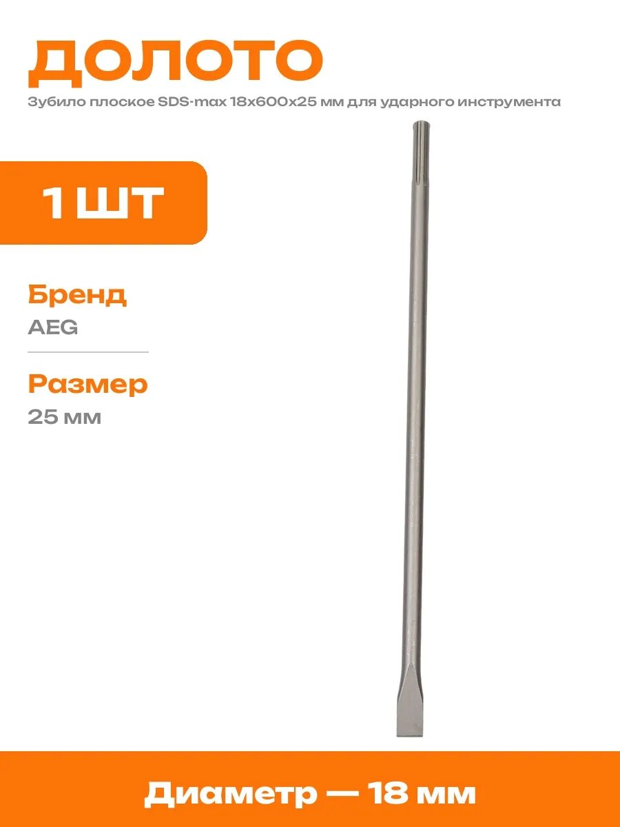 Долото плоское SDS-max 18х600х25 мм насадка для перфоратора