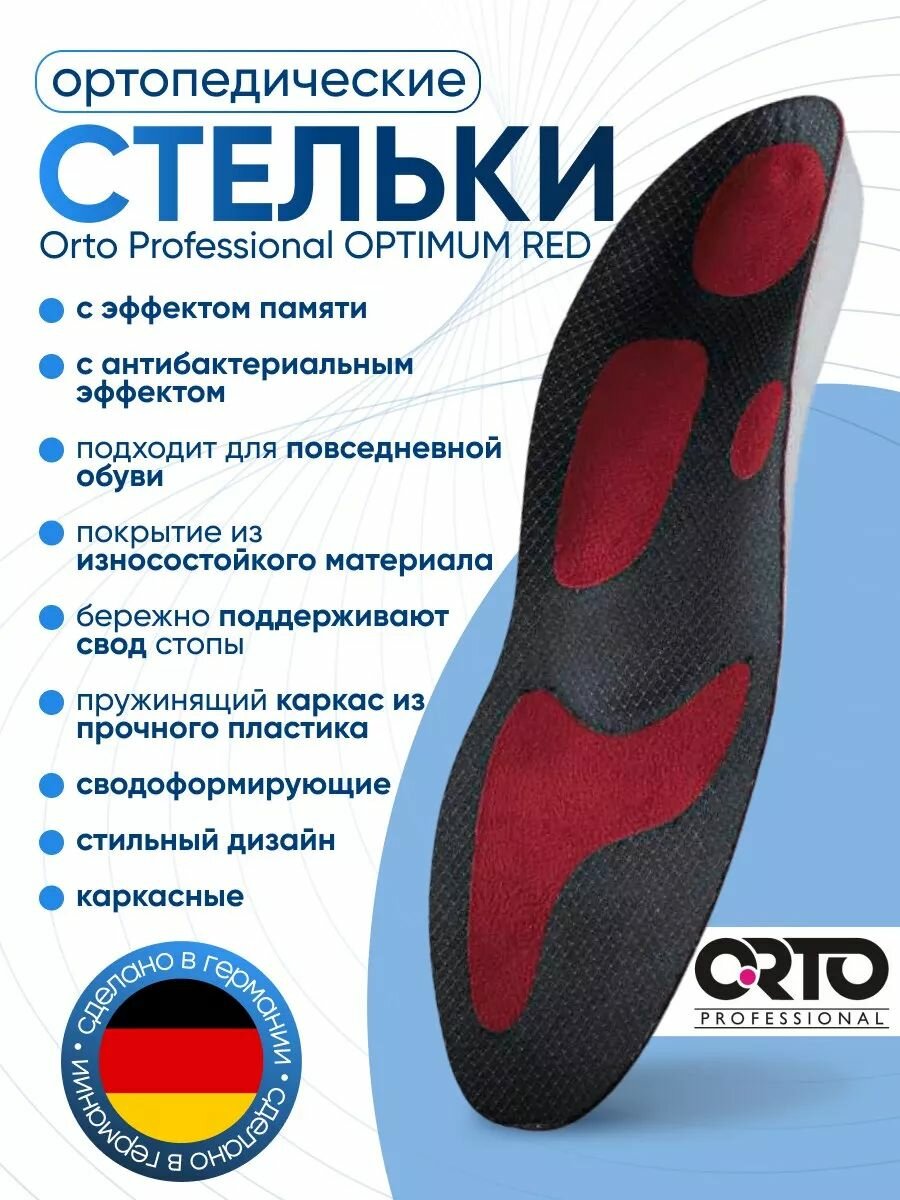Стельки ортопедические антибактериальные ORTO PROFESSIONAL Optimum Red