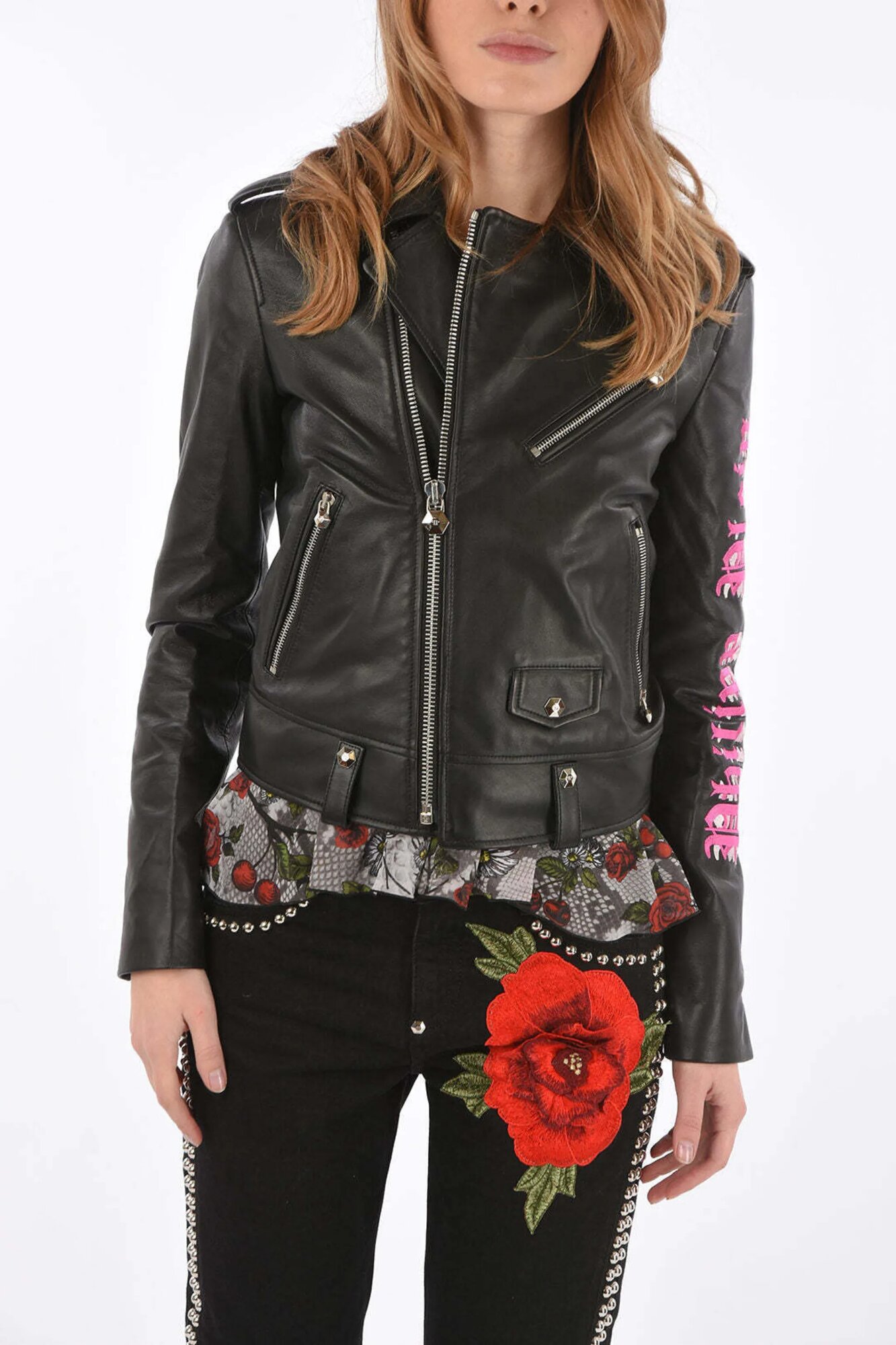 Куртка Couture Angel embroidered leather biker jacket